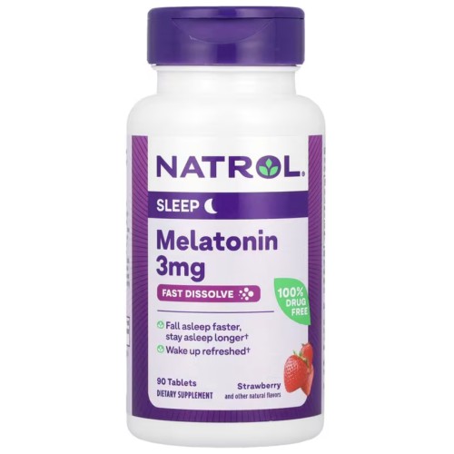 Natrol, Мелатонин, быстрорастворимые, клубника, 3 мг, 90 таблеток ...